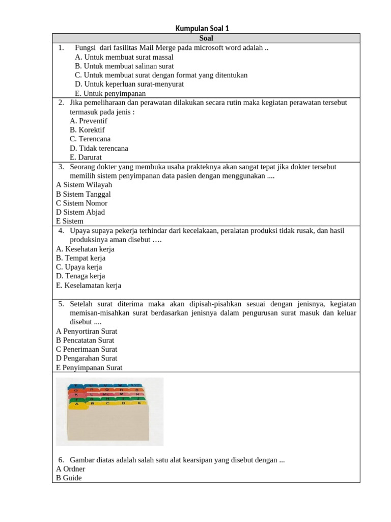 Kumpulan Soal Administrasi dan Kearsipan | PDF
