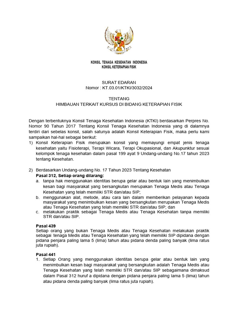 Surat Himbauan Untuk Kursus Dan Pelatihan KKF | PDF