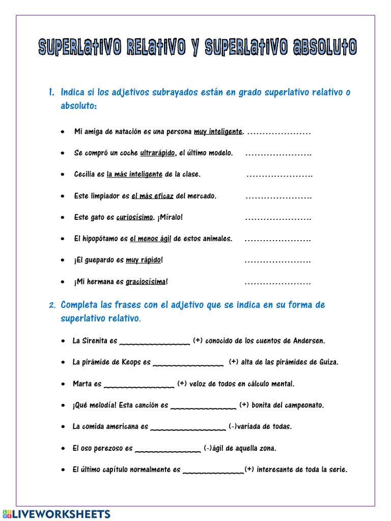 Ejercicios Grados Del Adjetivo 2 | PDF