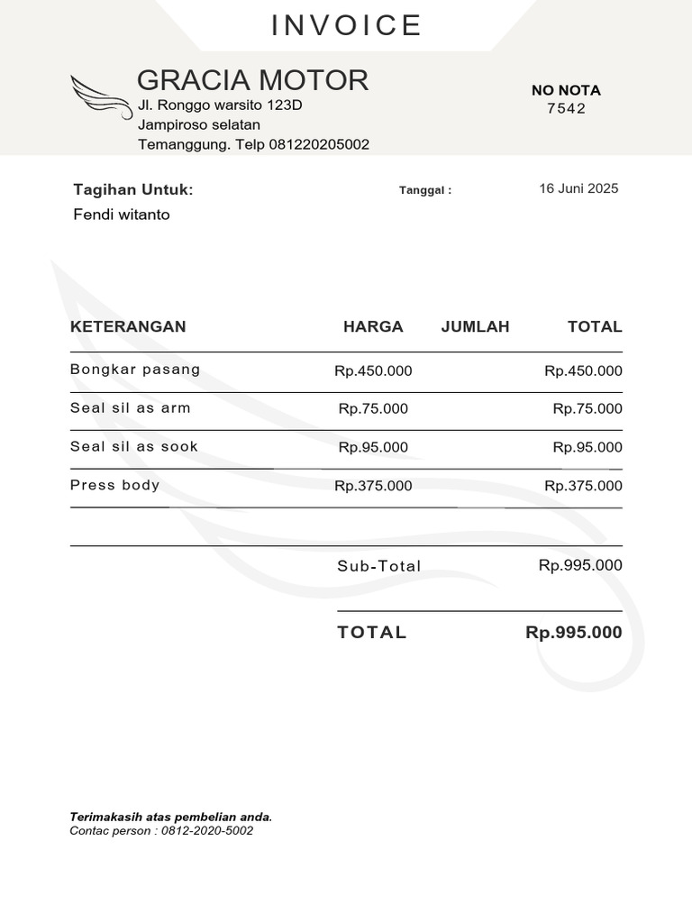 Abu-Abu Dan Putih Minimalis Tagihan Pembayaran Invoice - 20250616 - 105356 - 0000 | PDF