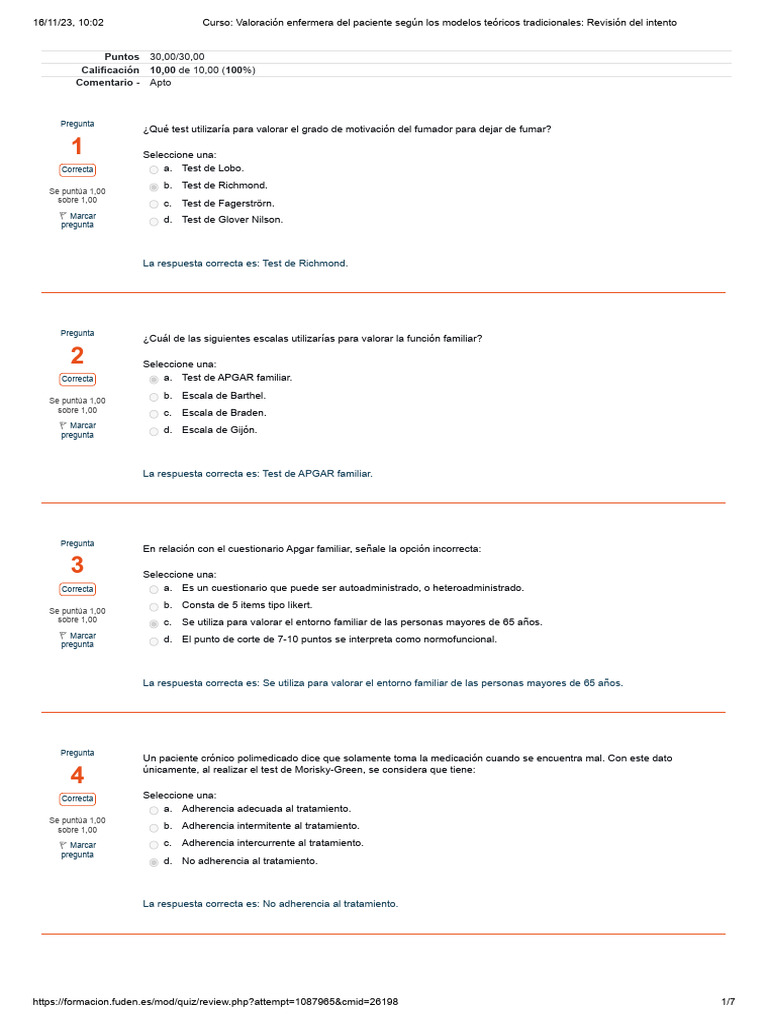 Resp Curso Valorac Enf Del Pte Segun Modelos Tradic Fuden | PDF | Enfermería | Dormir