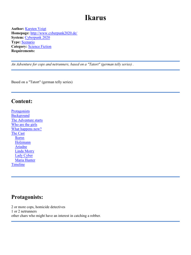 Cyberpunk 2020 - Net - Adventure - Ikarus by Karsten | PDF