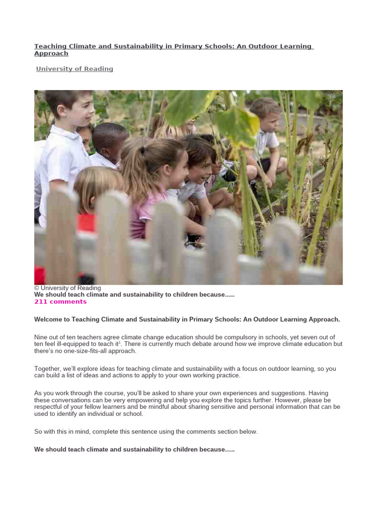 Teaching Climate and Sustainability in Primary Schools | PDF ...