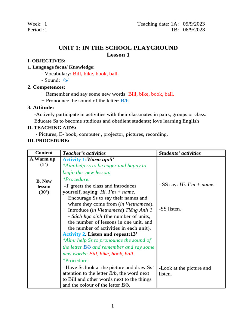 Vocabulary and Sound Lesson: B/b | PDF | English Language | Vocabulary