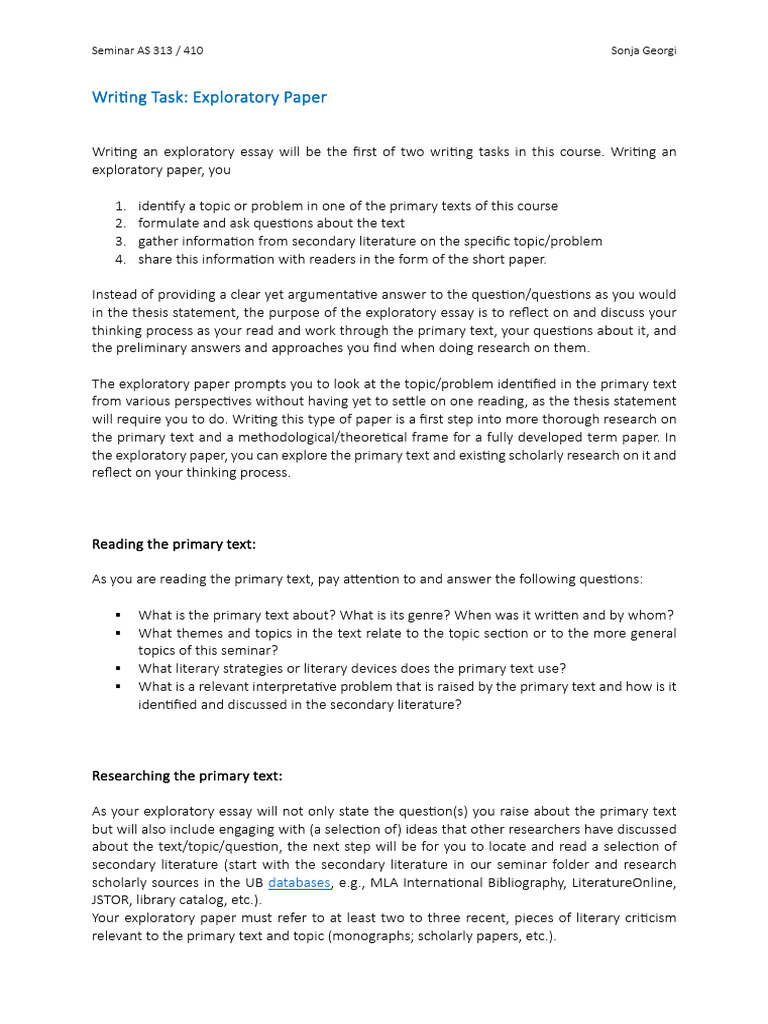 Writing Task Exploratory Paper SG | PDF | Essays | Human Communication