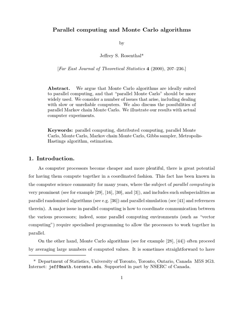 Parallel Computing and Monte Carlo Algorithms | PDF | Estimator | Bias Of An Estimator