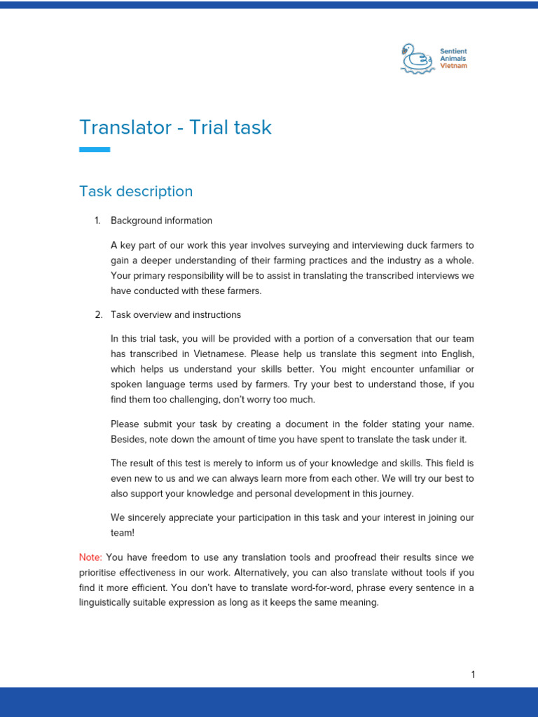 Translator - Trial Task | PDF