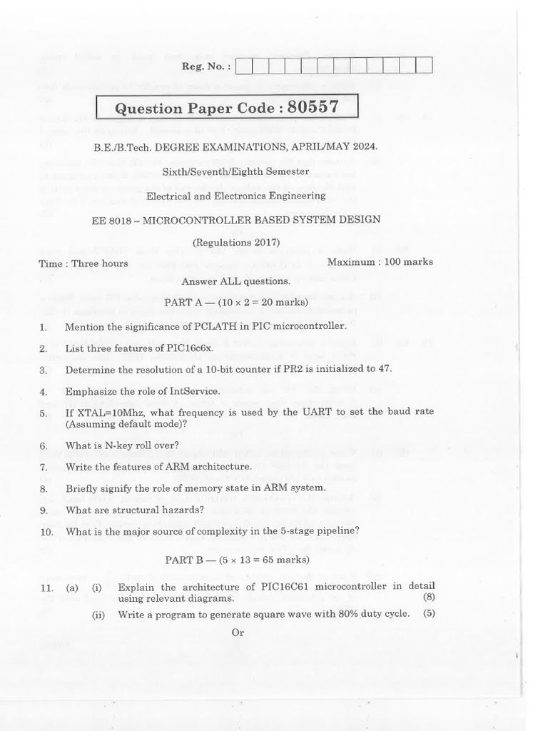 EEE-AM-2024-EE 8018 - Microcontroller Based System Design-804286490-80557 | PDF