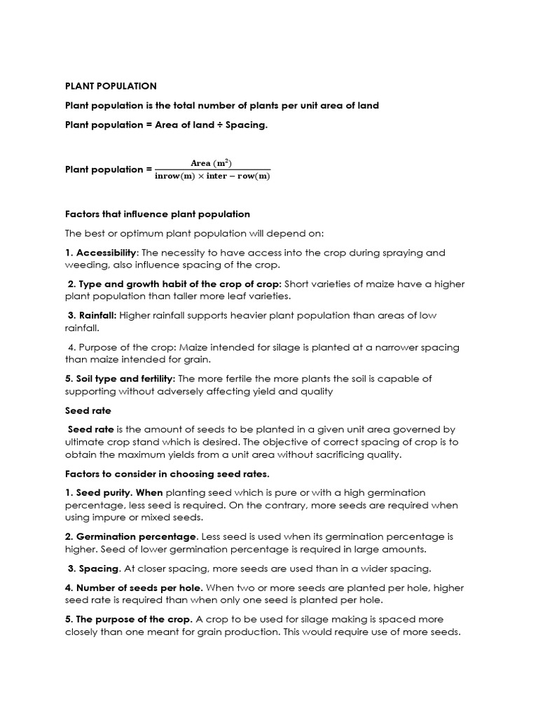 Crop Science Serminar Byb Sir Wellus - Plant Population-1 | PDF | Seed ...