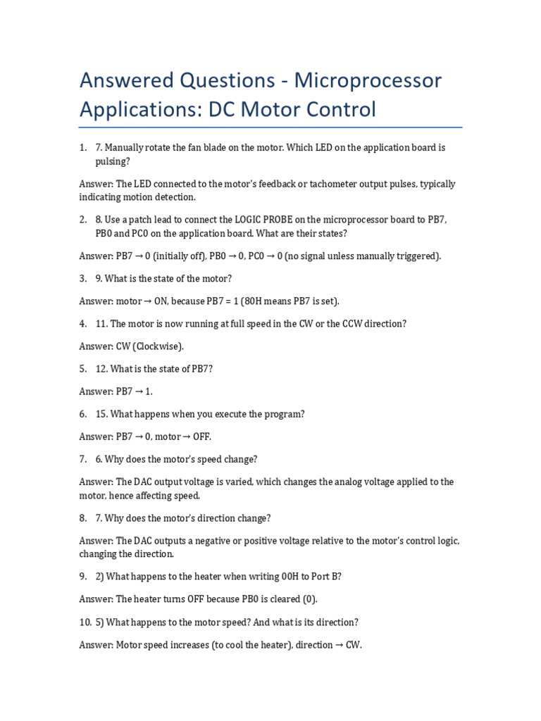 Microprocessor DC Motor Control Guide | PDF