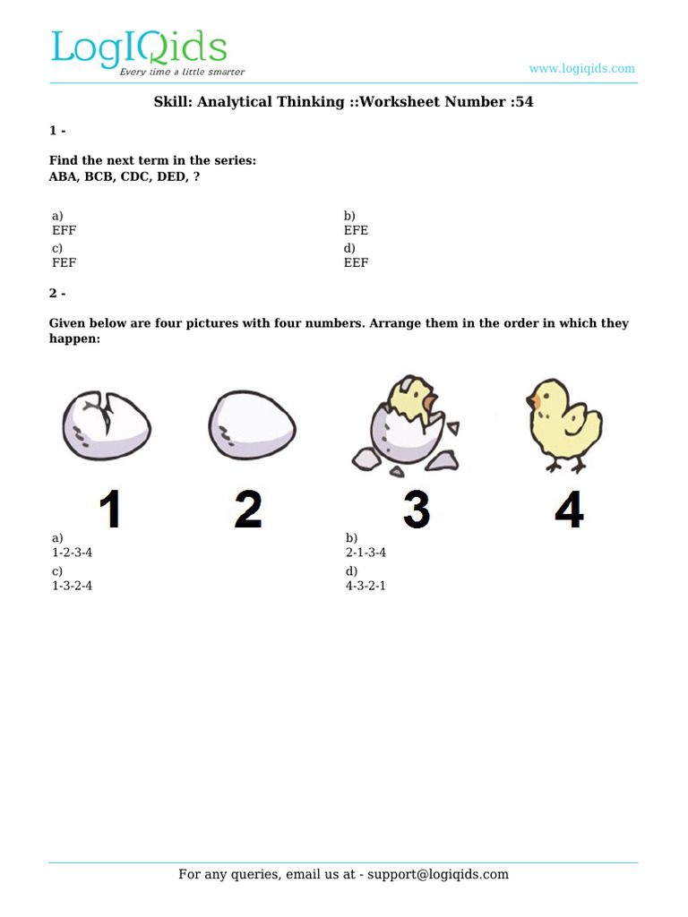 Skill: Analytical Thinking::Worksheet Number:54: 1 - Find The Next Term ...