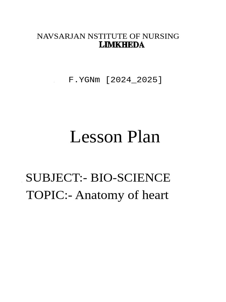 Anatomy of the Heart Lesson Plan | PDF | Heart Valve | Coronary Circulation