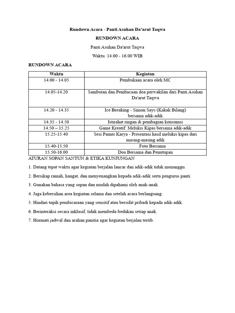 Rundown Acara | PDF