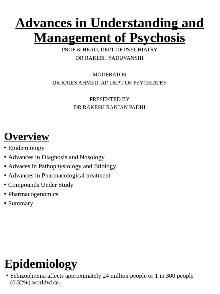 Advances in Understanding and Management of Psychosis | PDF ...