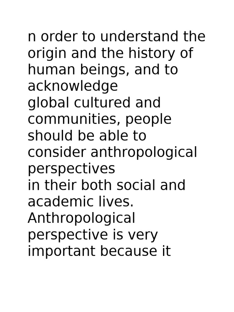 Anthropological Perspective | PDF | Anthropology | Holism