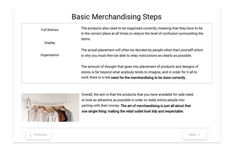Retail Merchandising - ORGANIZATION - 6C | PDF