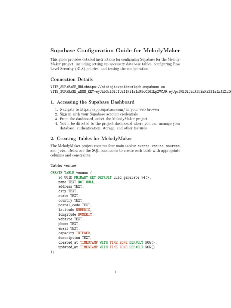 Supabase Configuration Guide | PDF | Database Index | Information Technology Management