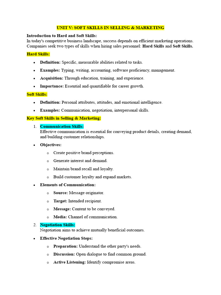 Soft Skills in Selling vs Advertising | PDF | Negotiation | Communication