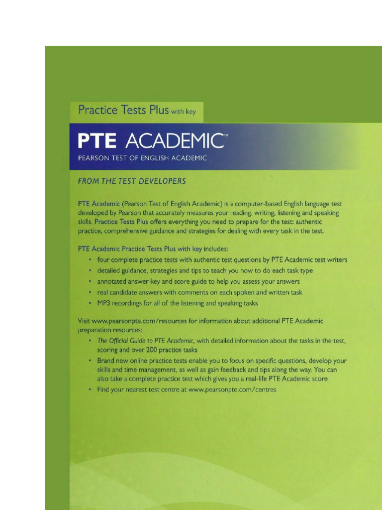 Pte Academic Practice Test Plus PDF | PDF