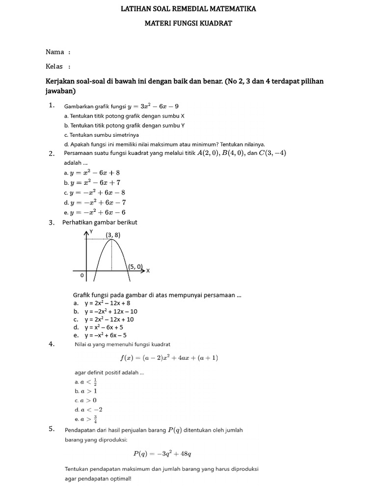 Latihan Soal Remedial Matematika | PDF
