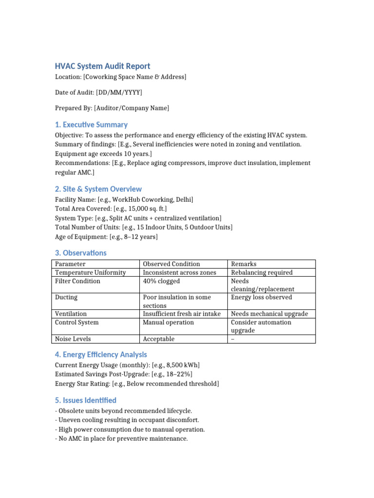 HVAC Audit for Coworking Space | PDF | Efficient Energy Use | Building ...