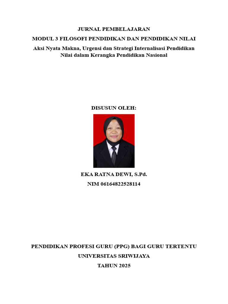 Eka Ratna Dewi - 06164822528114 - Makna, Urgensi Dan Strategi Internalisasi Pendidikan Nilai ...