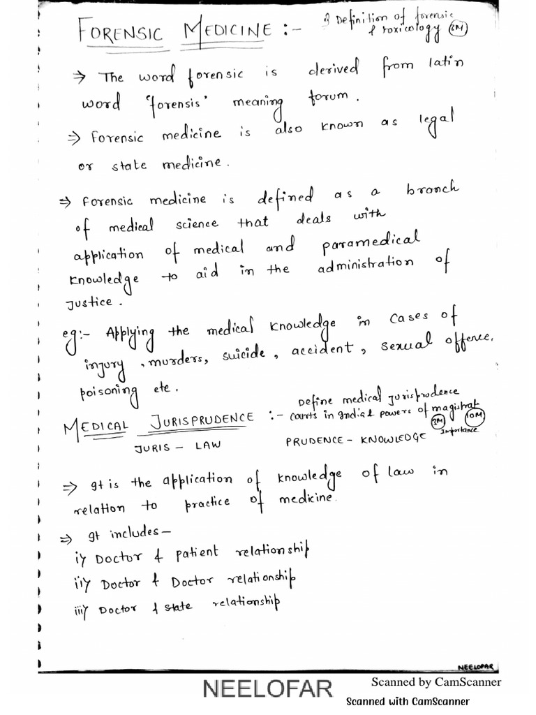 Forensic Notes English (Dr. Neelofar) | PDF
