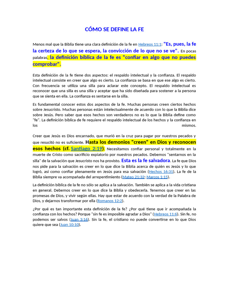 Definición Bíblica de la Fe | PDF | Fe | Salvación