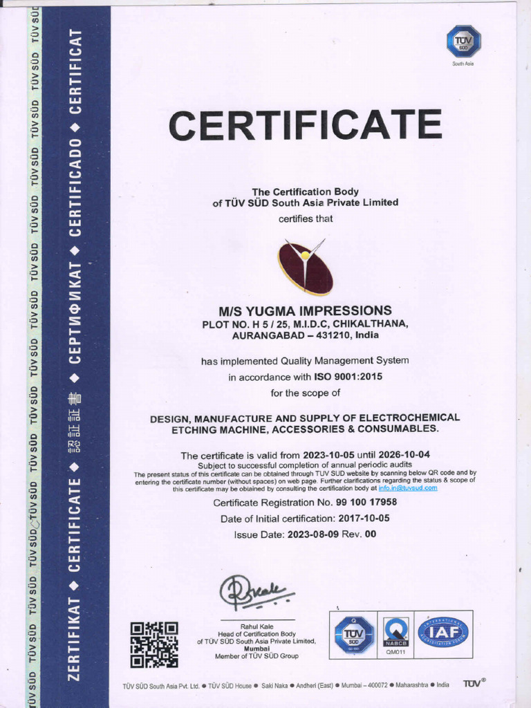 New Iso - 2026 Certificate | PDF