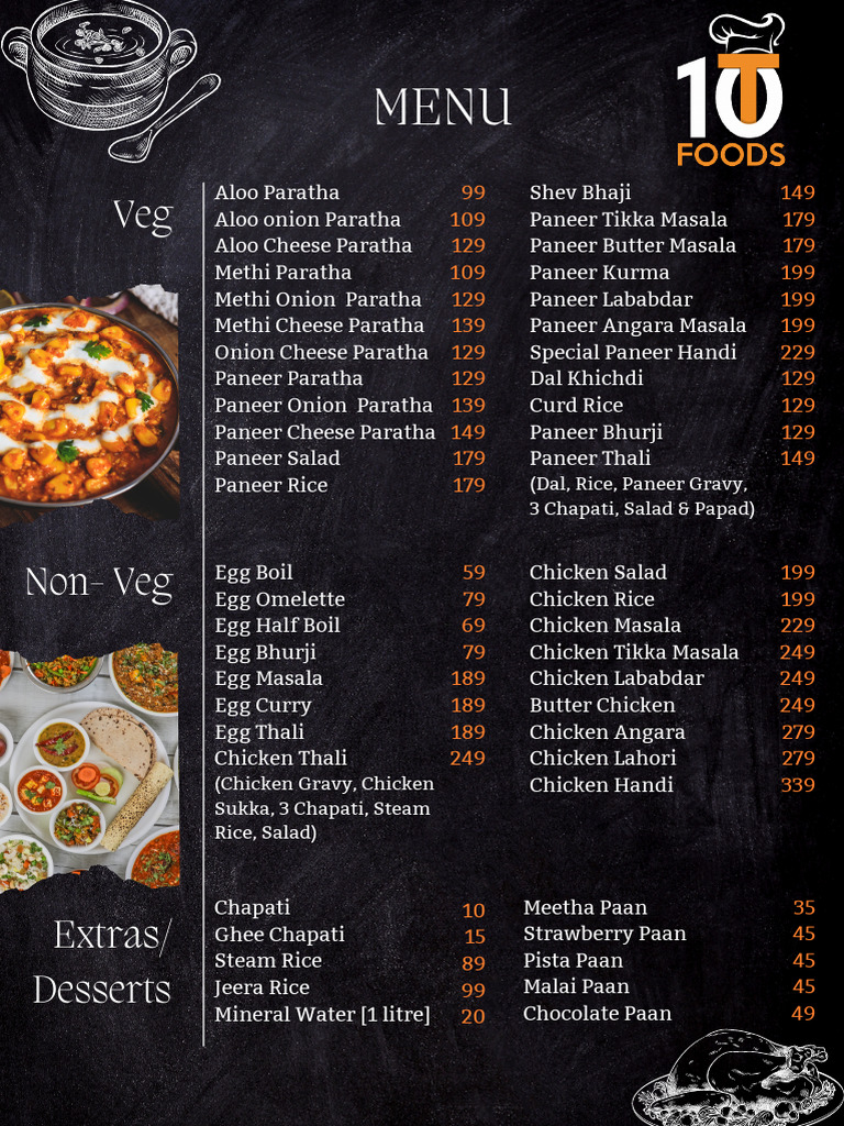 10T Menu Card Zomato | PDF