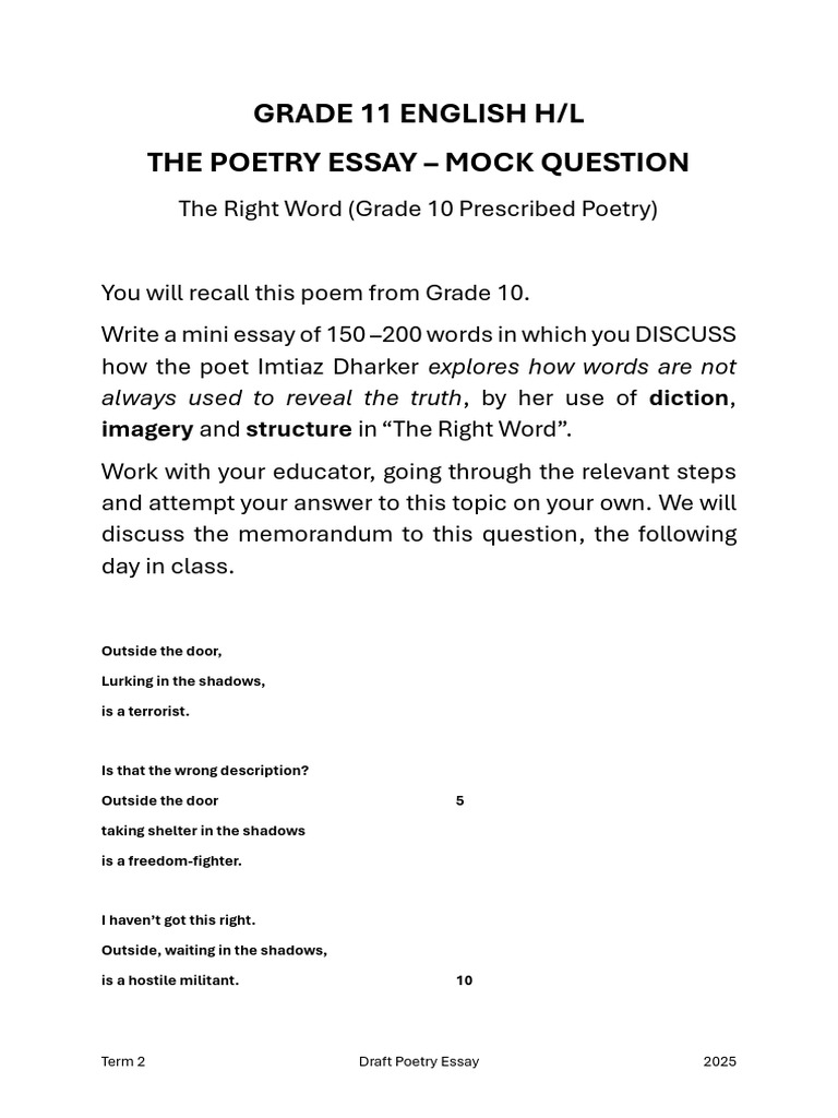 Analyzing Imtiaz Dharker's "The Right Word" | PDF