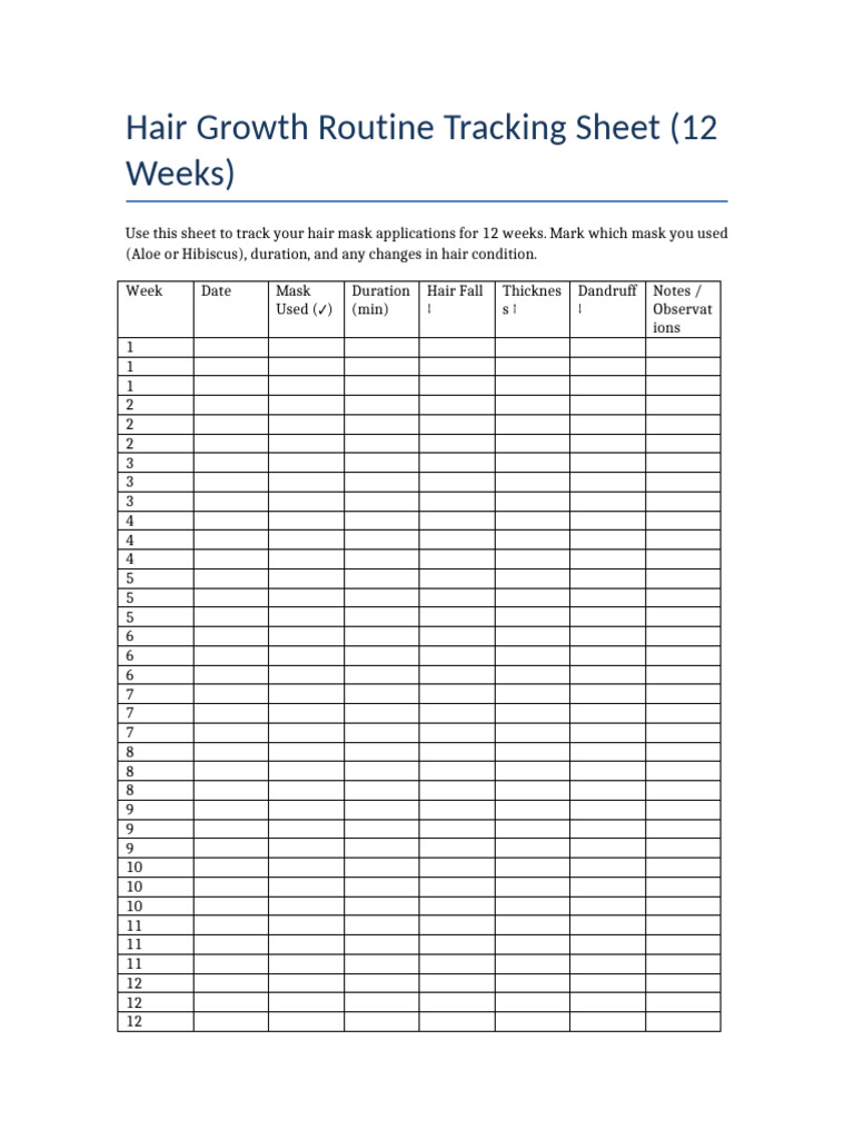 12-Week Hair Growth Tracker | PDF