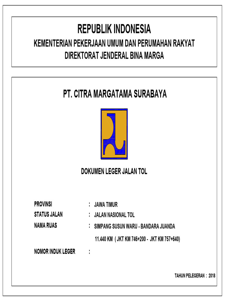 Cover Dokumen Leger Jalan Tol | PDF