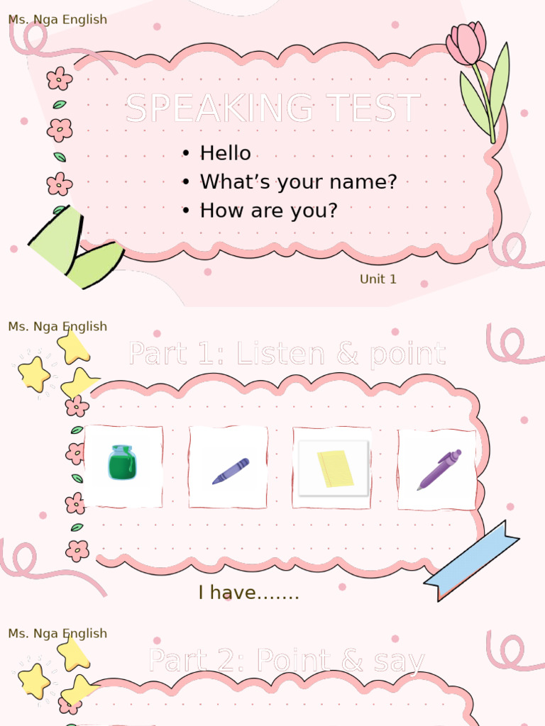 Speaking Test Unit 1 | PDF