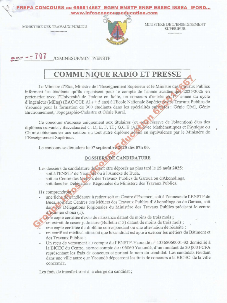 Concours Enstp 2025 Yde Meng | PDF