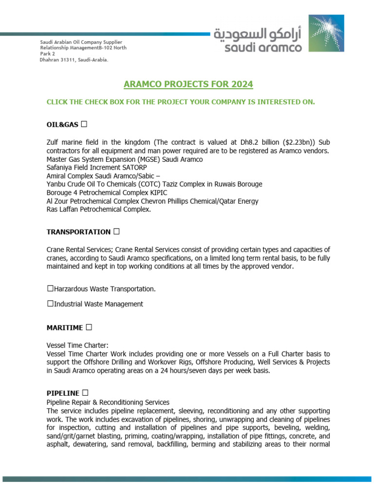 Aramco Projects and Recruitment 2024 | PDF | Heat Treating | Welding