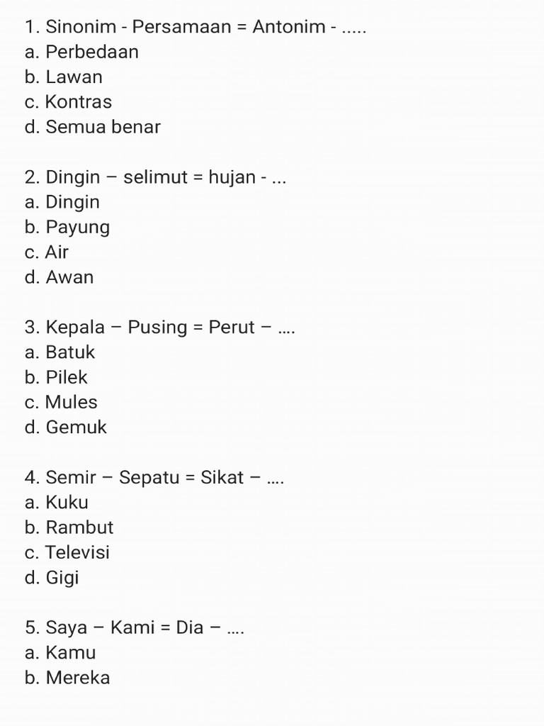 Latihan Soal Analogi Verbal | PDF