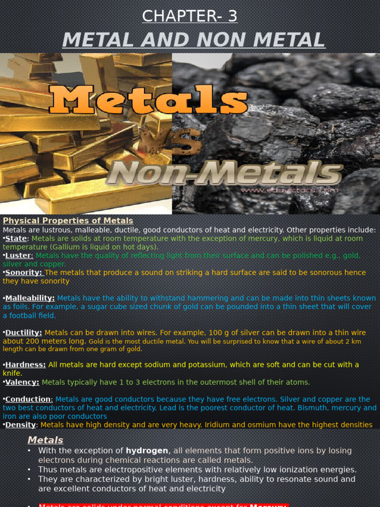 Metals and Non Metals X | PDF | Ion | Chemical Compounds
