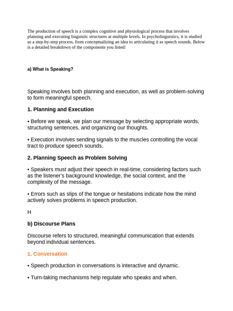 Speech Sound Production Process | PDF | Speech | Word