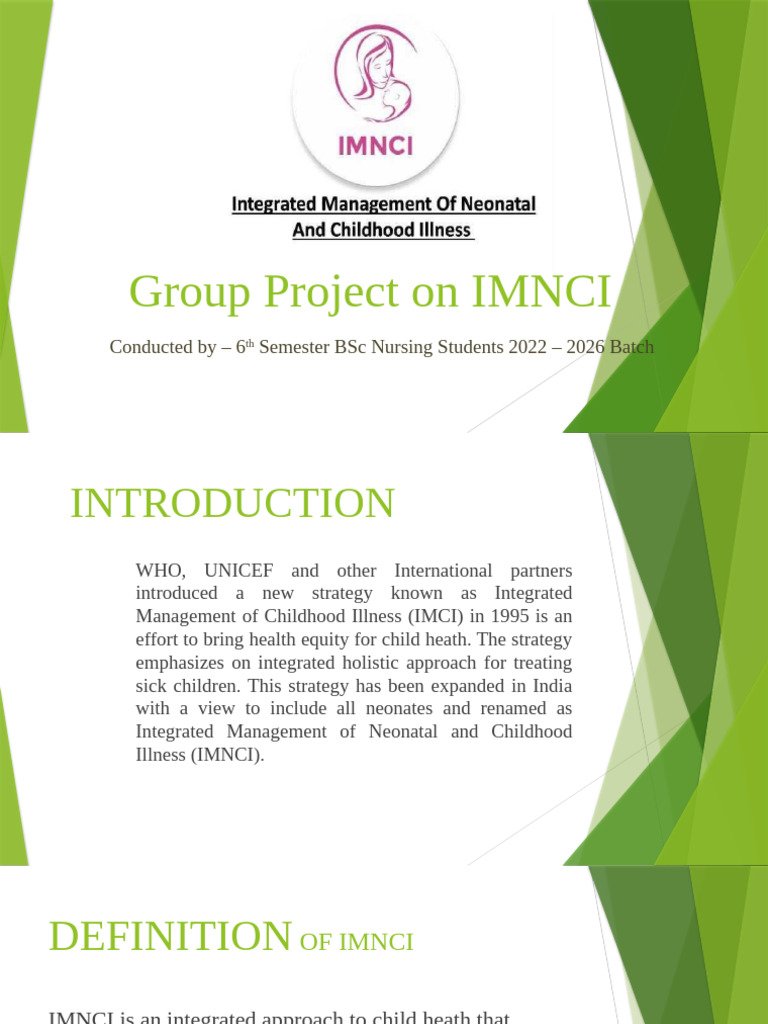 Group Project On IMNCI (1) (4) - 1 | PDF | Diarrhea | Pneumonia