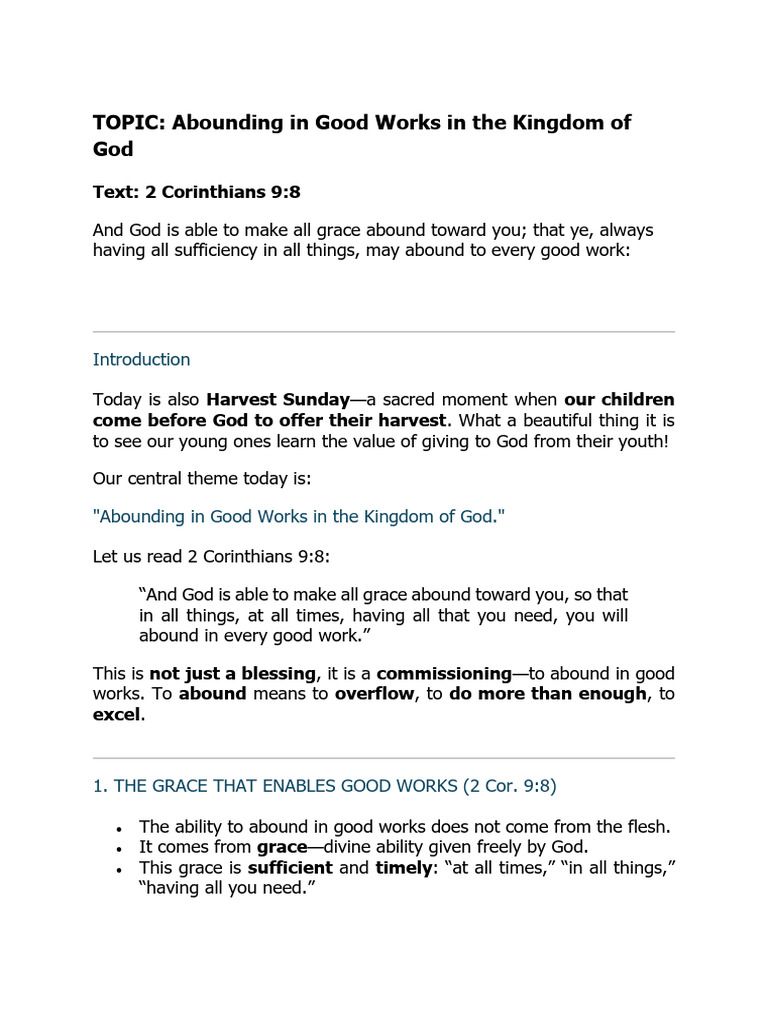 Abounding in Good Works for Kids | PDF | Eucharist | Prayer