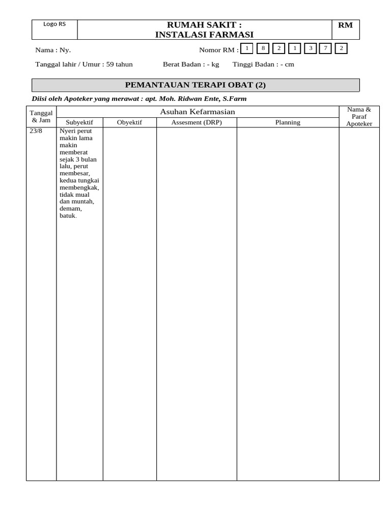 Pemantauan Terapi Obat Pasien RS | PDF