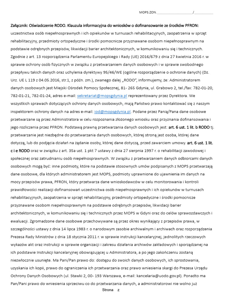 RODO (Wymagany) | PDF