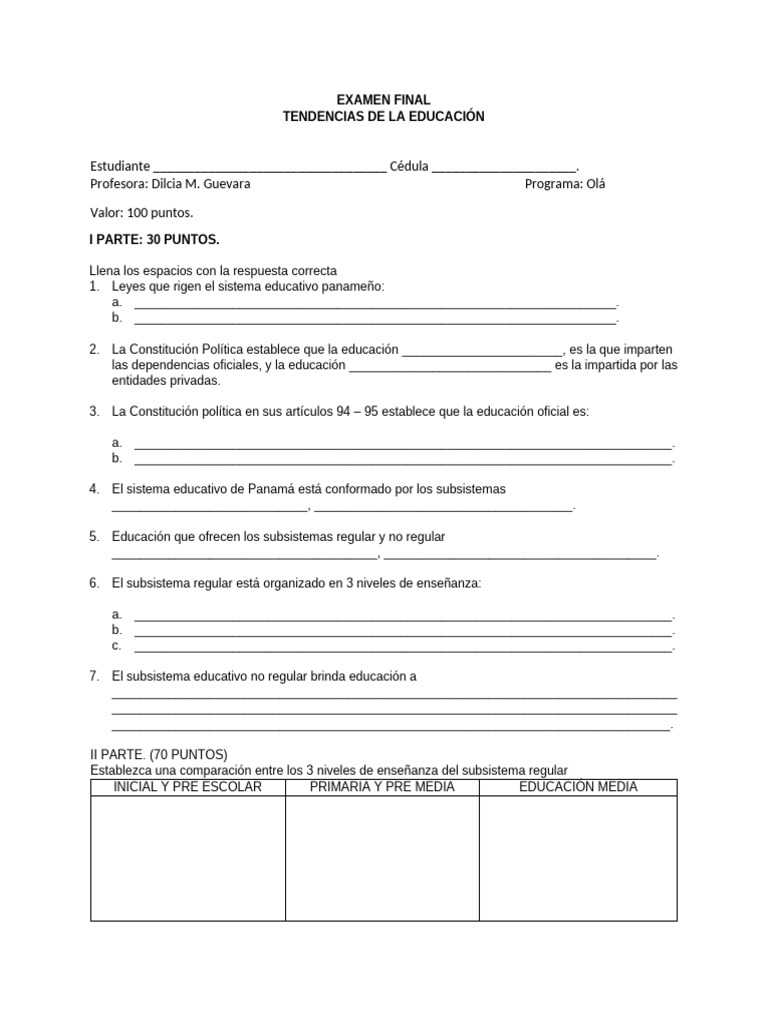 Examen Final Tendencias de La Educación | PDF