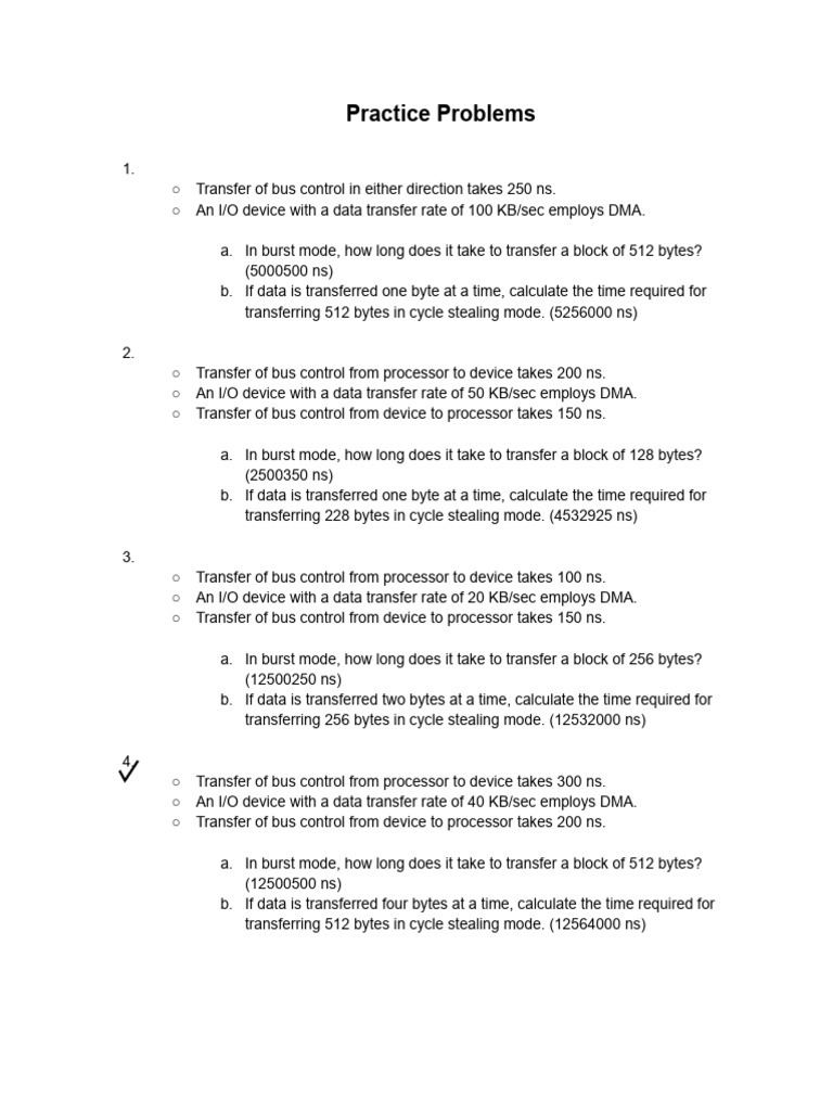 M2-Practice Problems On DMA | PDF | Office Equipment | Computer Data