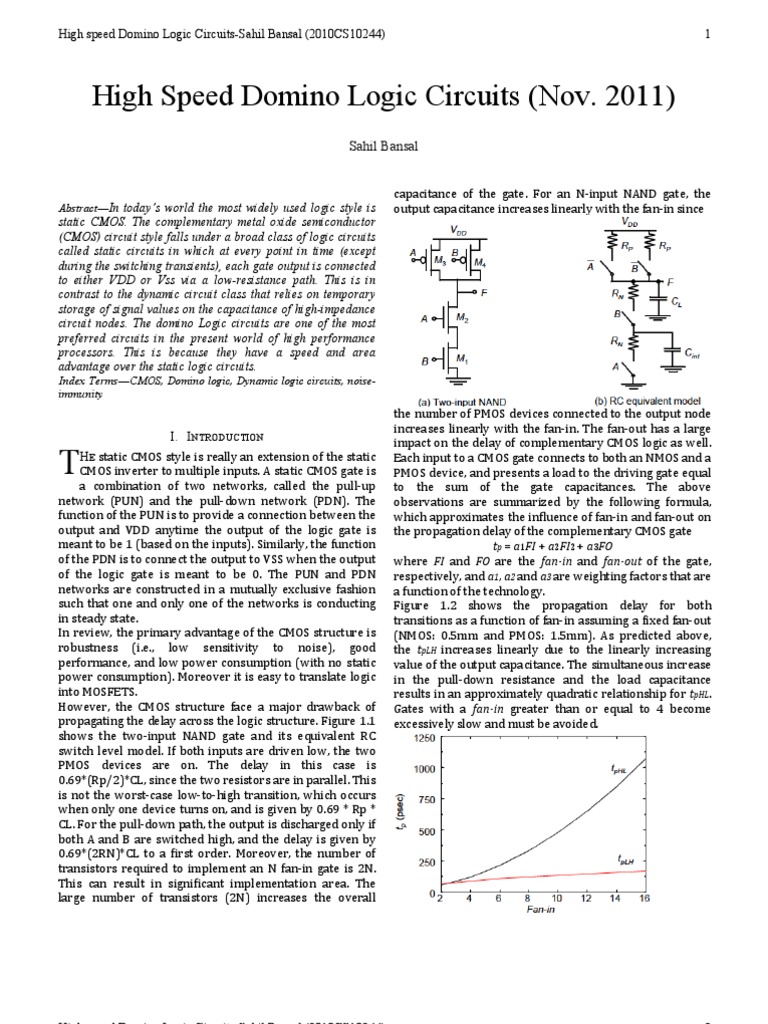 Domino Logic Circuits | PDF | Cmos | Logic Gate