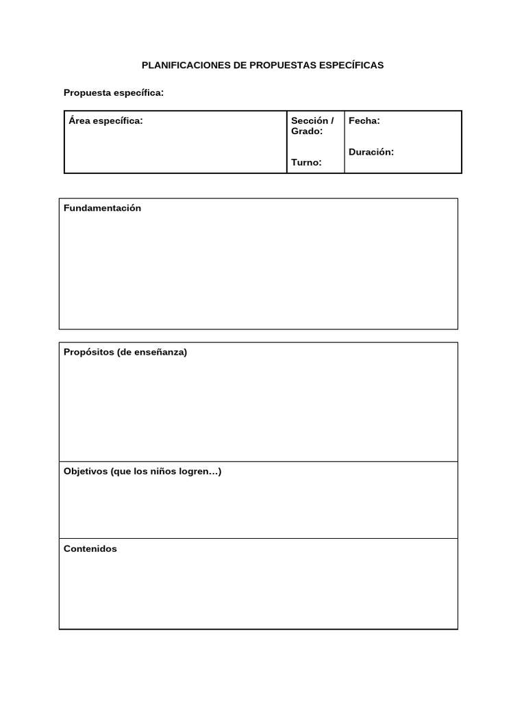 Plantilla de Propuesta Específica Cuadro | PDF