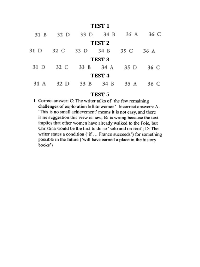 FCE Reading Part 1 KEY | PDF