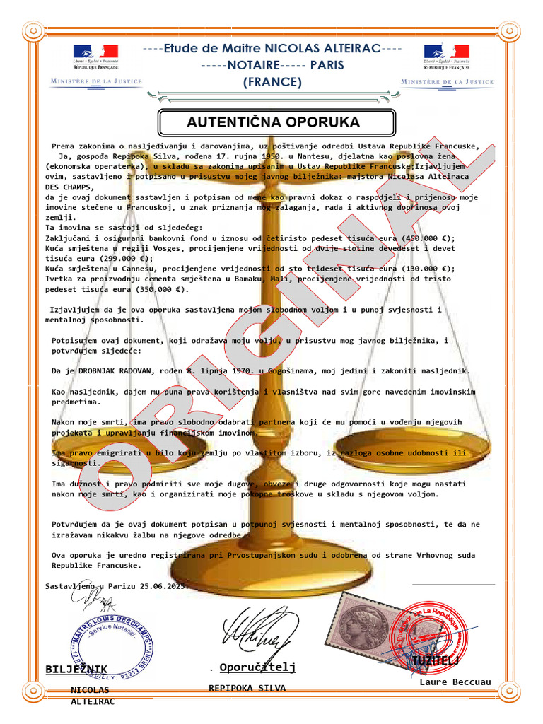 Autentična Oporuka | PDF