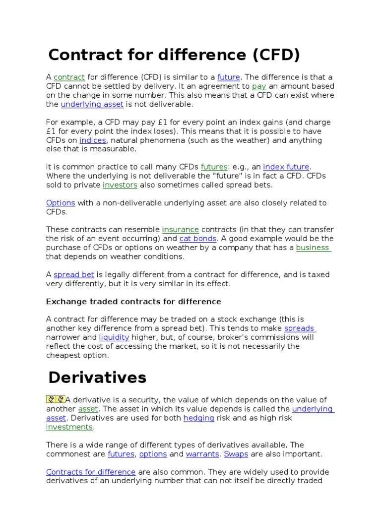 Understanding Contracts for Difference (CFDs), Derivatives, and Key ...